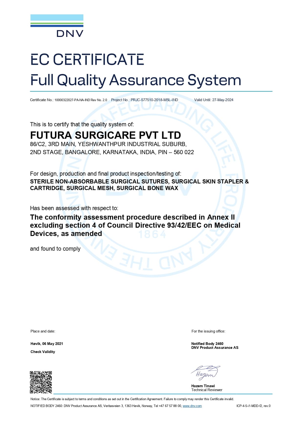 CE Certificate Class 2B - Dolphin Sutures
